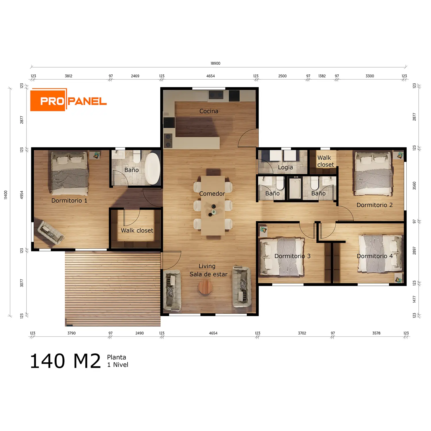 MODELO 140 m2 - PROPANEL